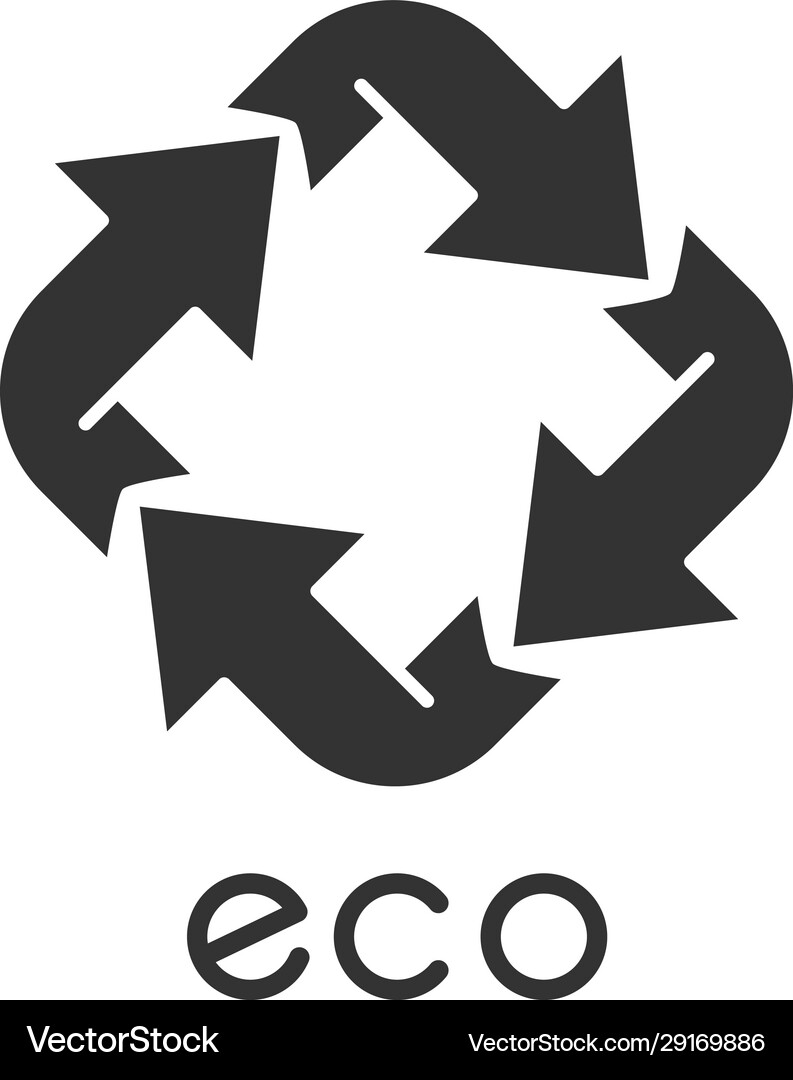 Eco label glyph icon four angled arrow signs Vector Image