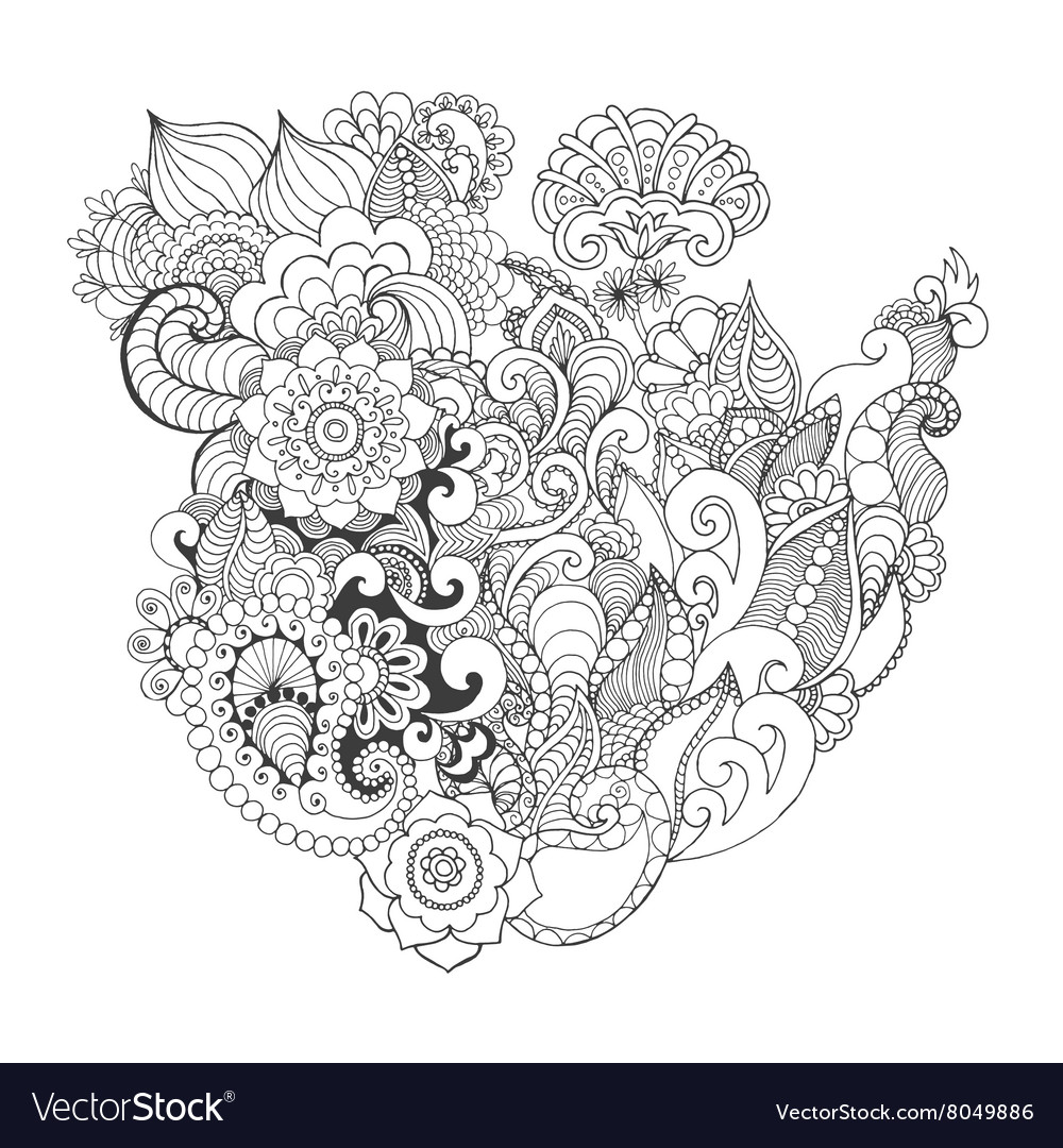 Fantasy flowers coloring page Royalty Free Vector Image