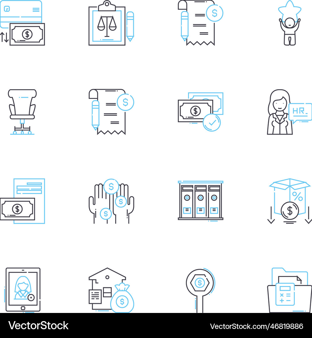 Finance and accounting linear icons set budgeting Vector Image