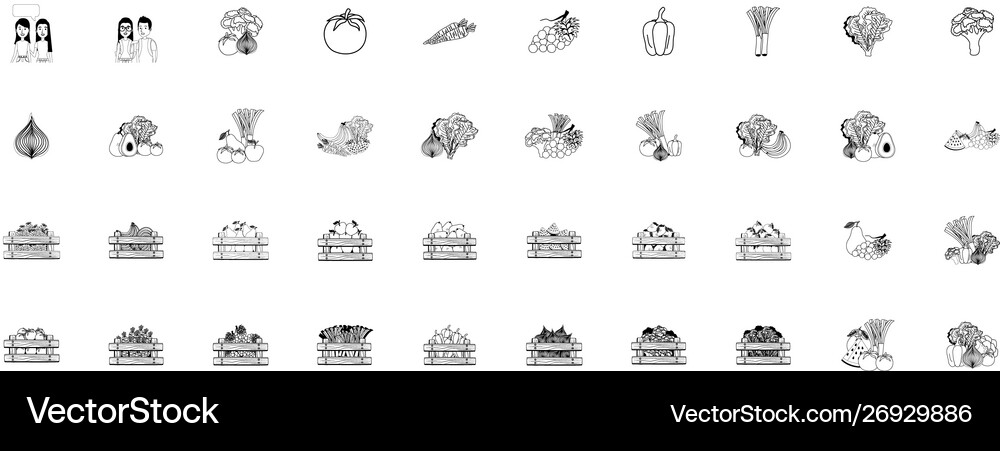 Fresh vegetables nature isolated icons Royalty Free Vector