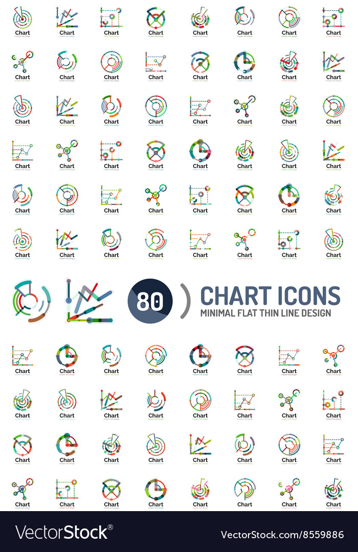 Mega collection of chart business logos Royalty Free Vector