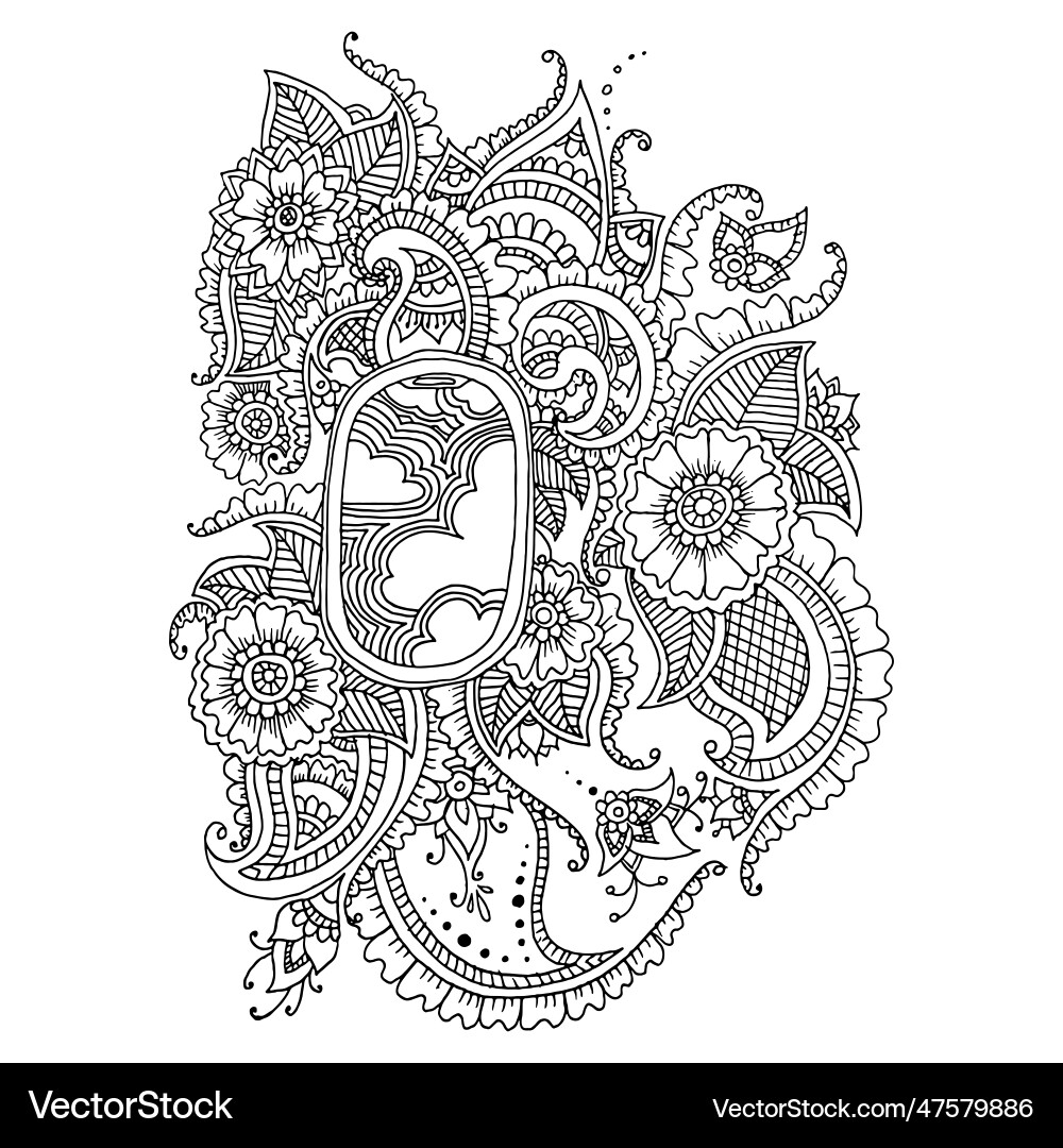 Paisley coloring page black and white stencil Vector Image