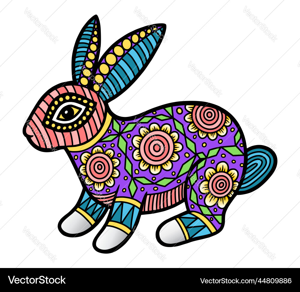 Rabbit with floral ornament decoration pattern goo