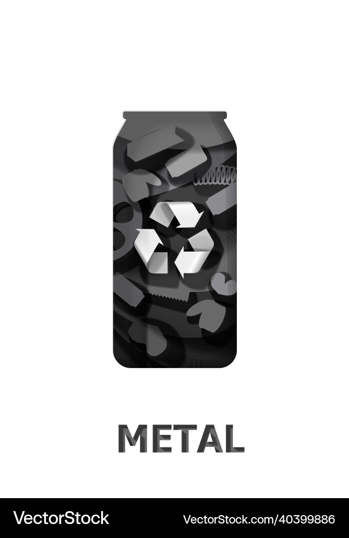 Recycle aluminum can with metal garbage Royalty Free Vector
