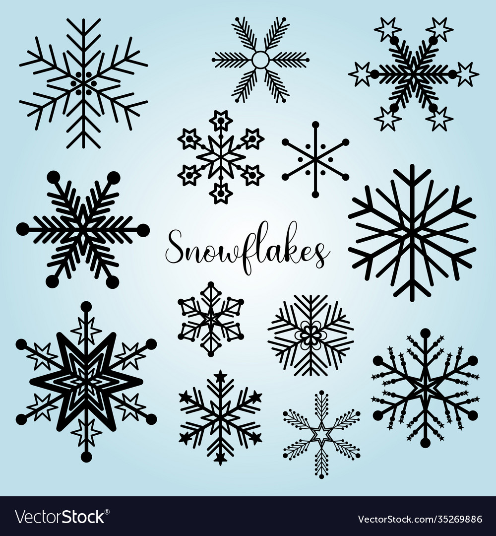Set snowflakes Royalty Free Vector Image - VectorStock