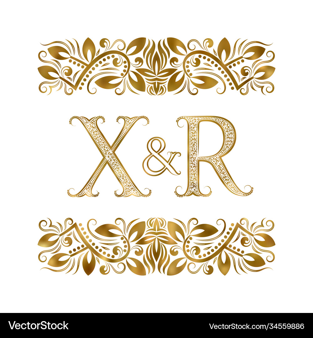 X and r initials vintage logo letters Royalty Free Vector