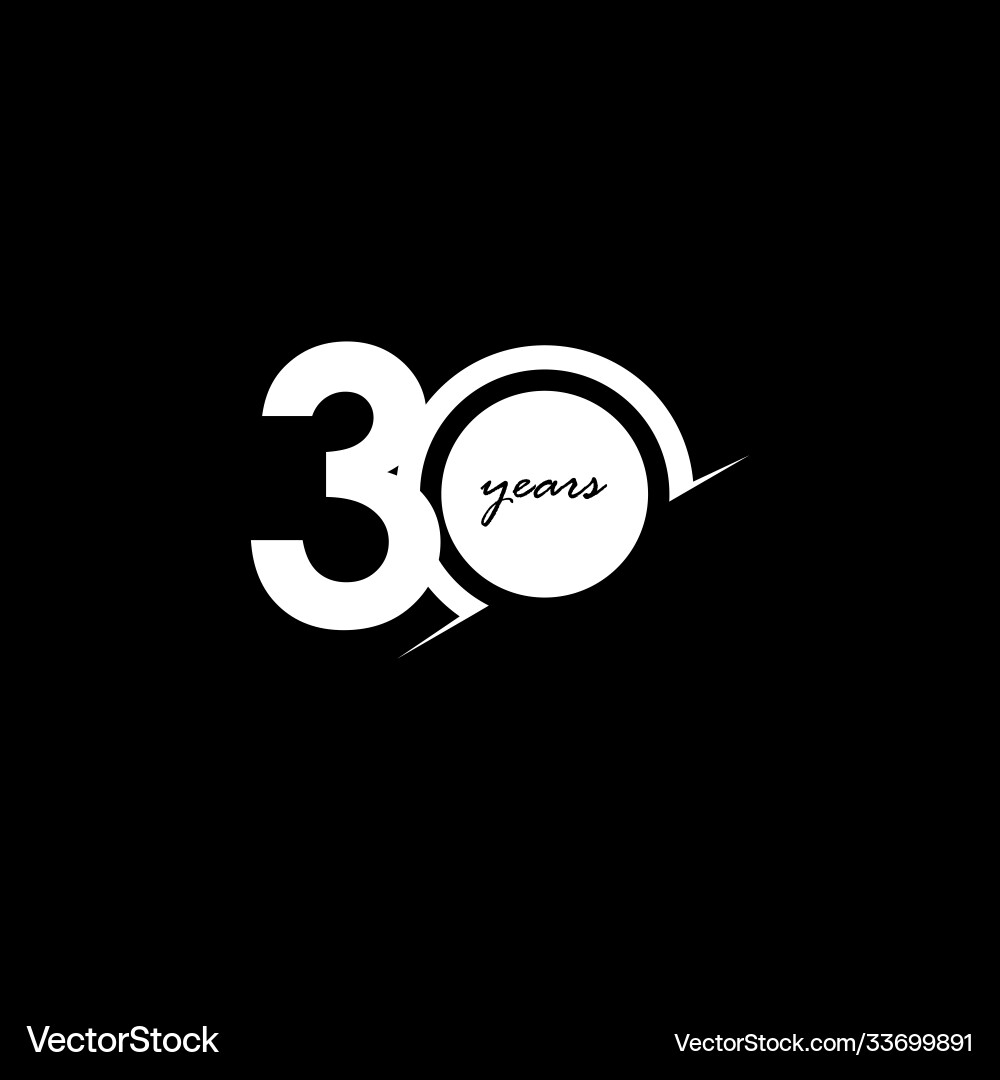 30 years anniversary celebration number white Vector Image