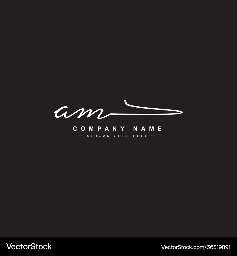 Am initial letter logo handwritten signature Vector Image