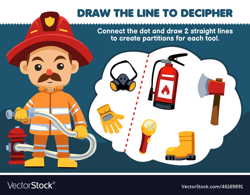 Education game for children help firefighter draw Vector Image