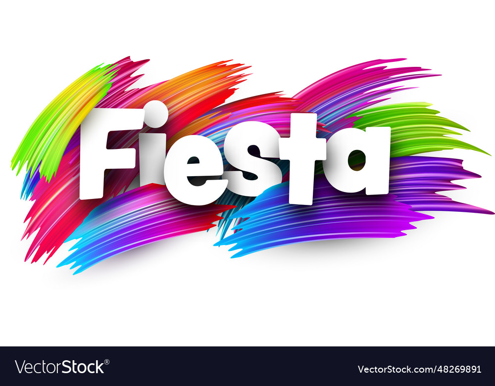 Fiesta paper word sign with colorful spectrum Vector Image