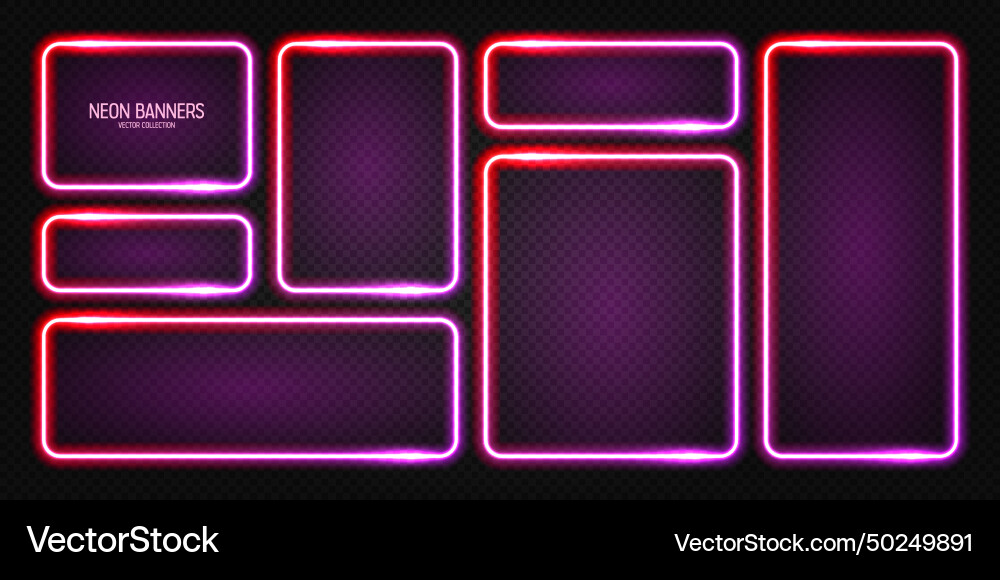 Glowing neon banners illuminated colorful square Vector Image