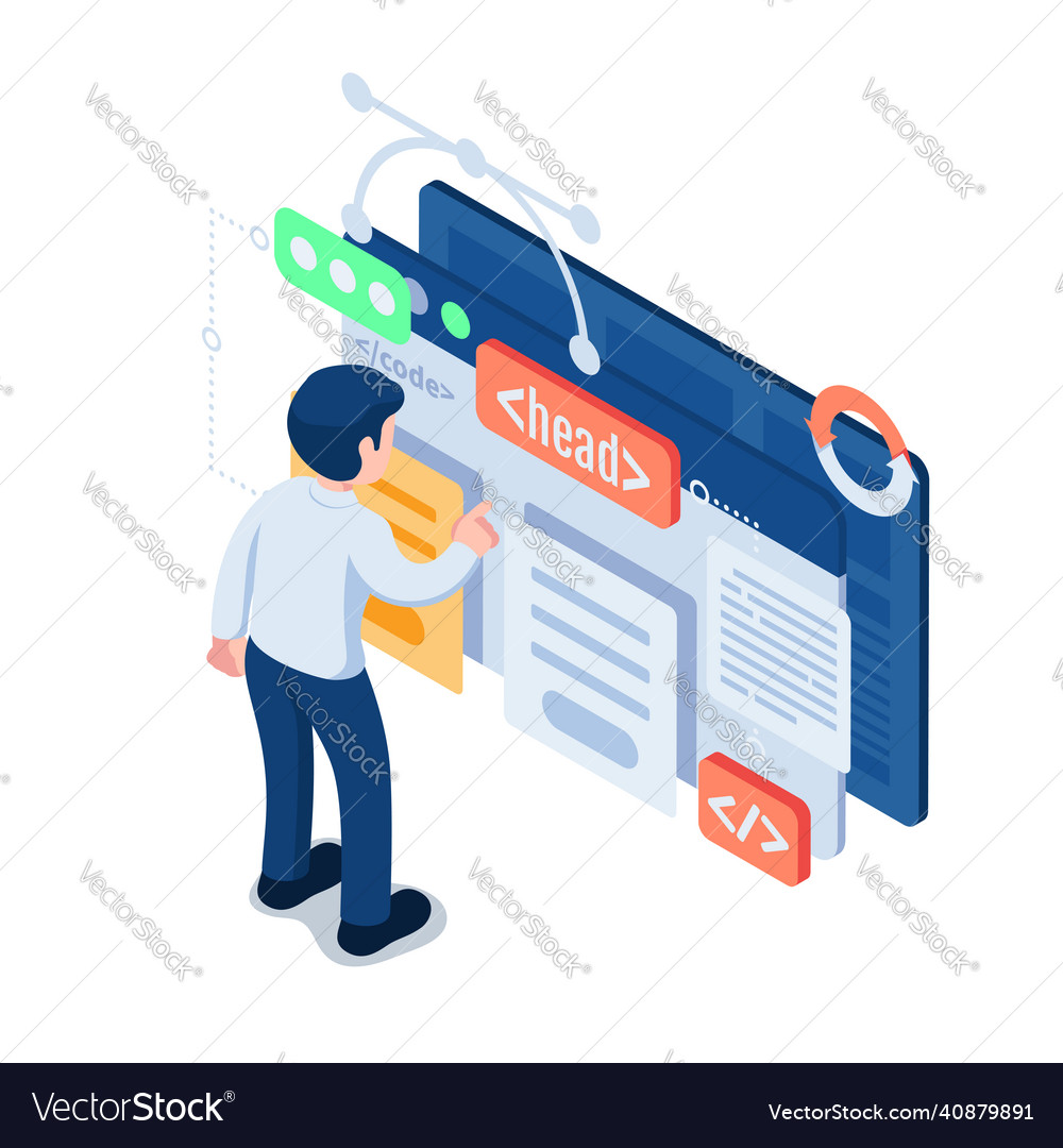 Isometric businessman or web developer design Vector Image