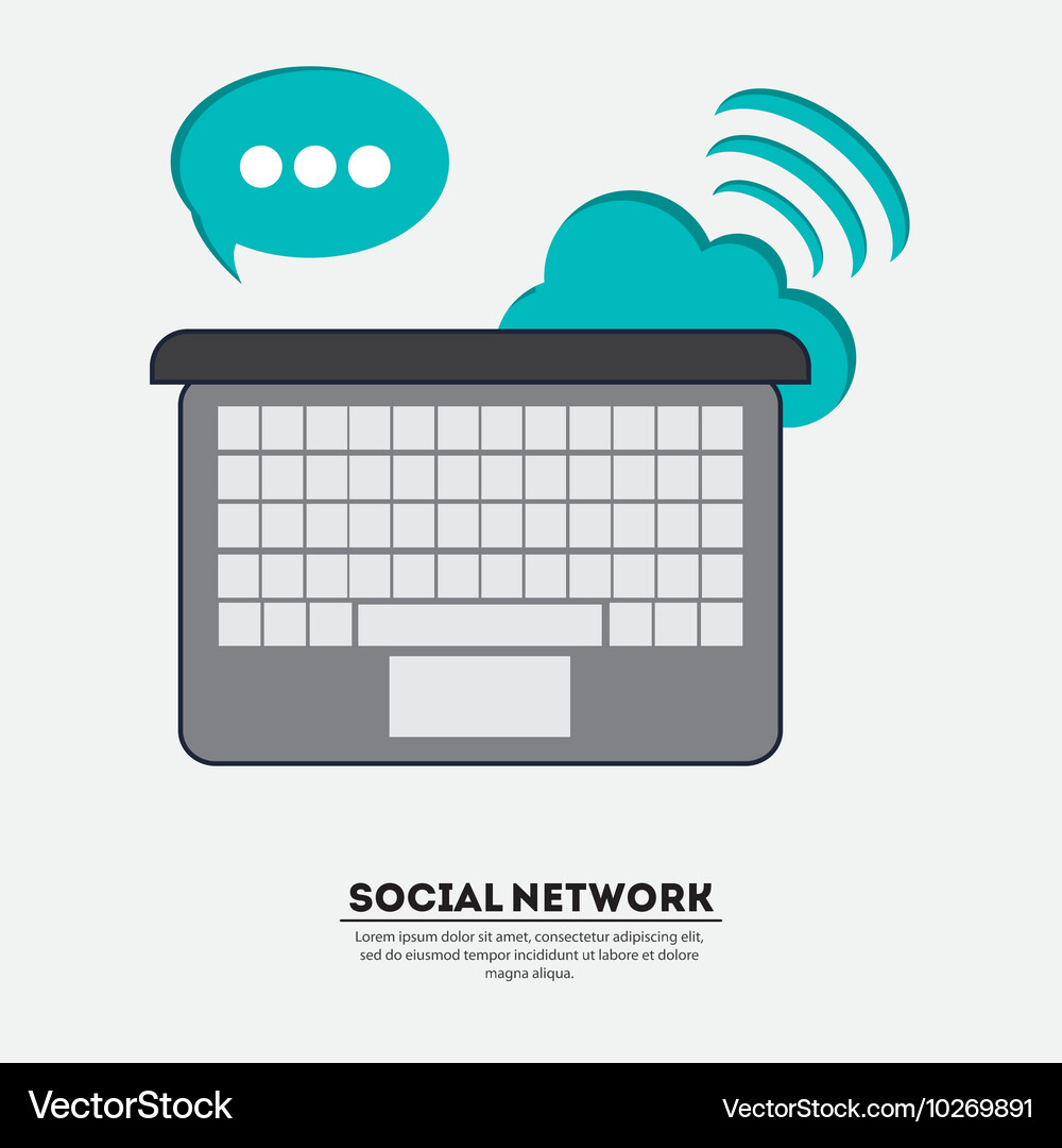 Laptop social network media multimedia icon Vector Image