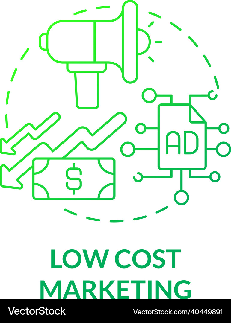 Low cost marketing green gradient concept icon Vector Image