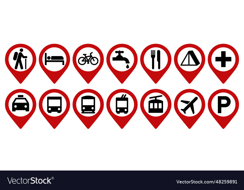 Map pin set location point gps tap Royalty Free Vector Image