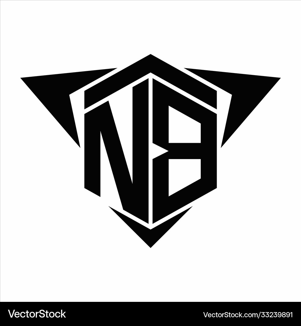 Nb logo monogram with wings arrow around design Vector Image