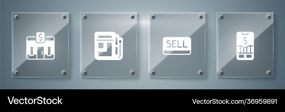 Set mobile stock trading sell button stock Vector Image