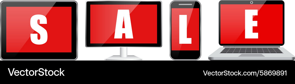 Set notebook laptop tablet and phone sale Vector Image