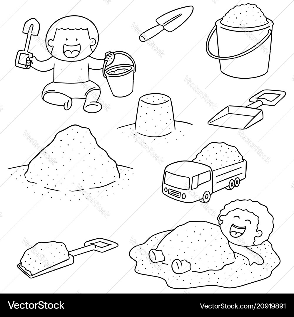 Set of kid playing sand Royalty Free Vector Image