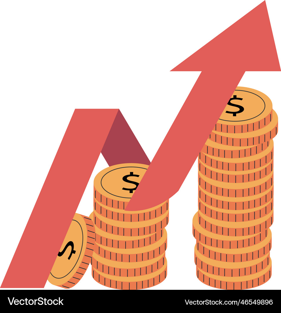 Coins money with arrow up Royalty Free Vector Image