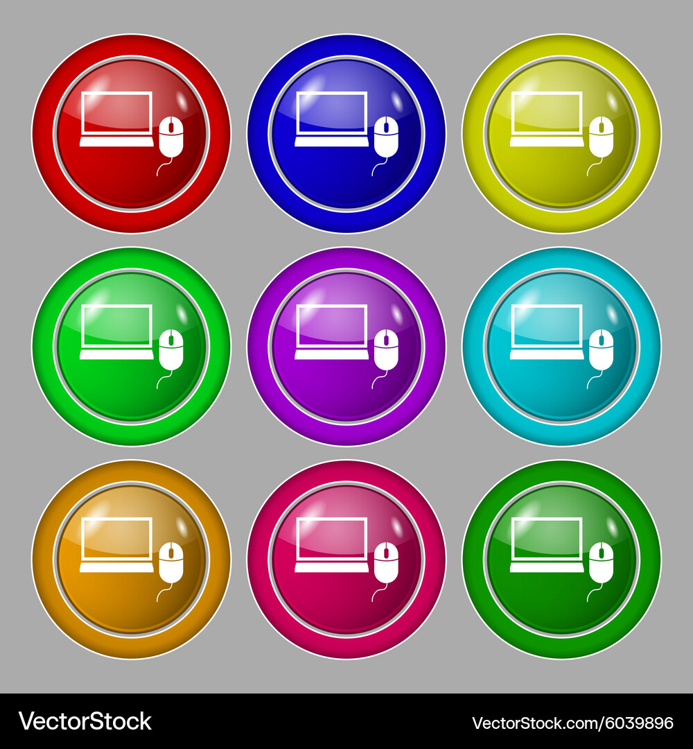 Computer widescreen monitor mouse sign icon symbol