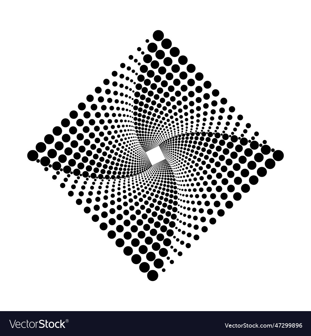 Dotted Spiral Vortex Rhombus Gradient Halftone Vector Image