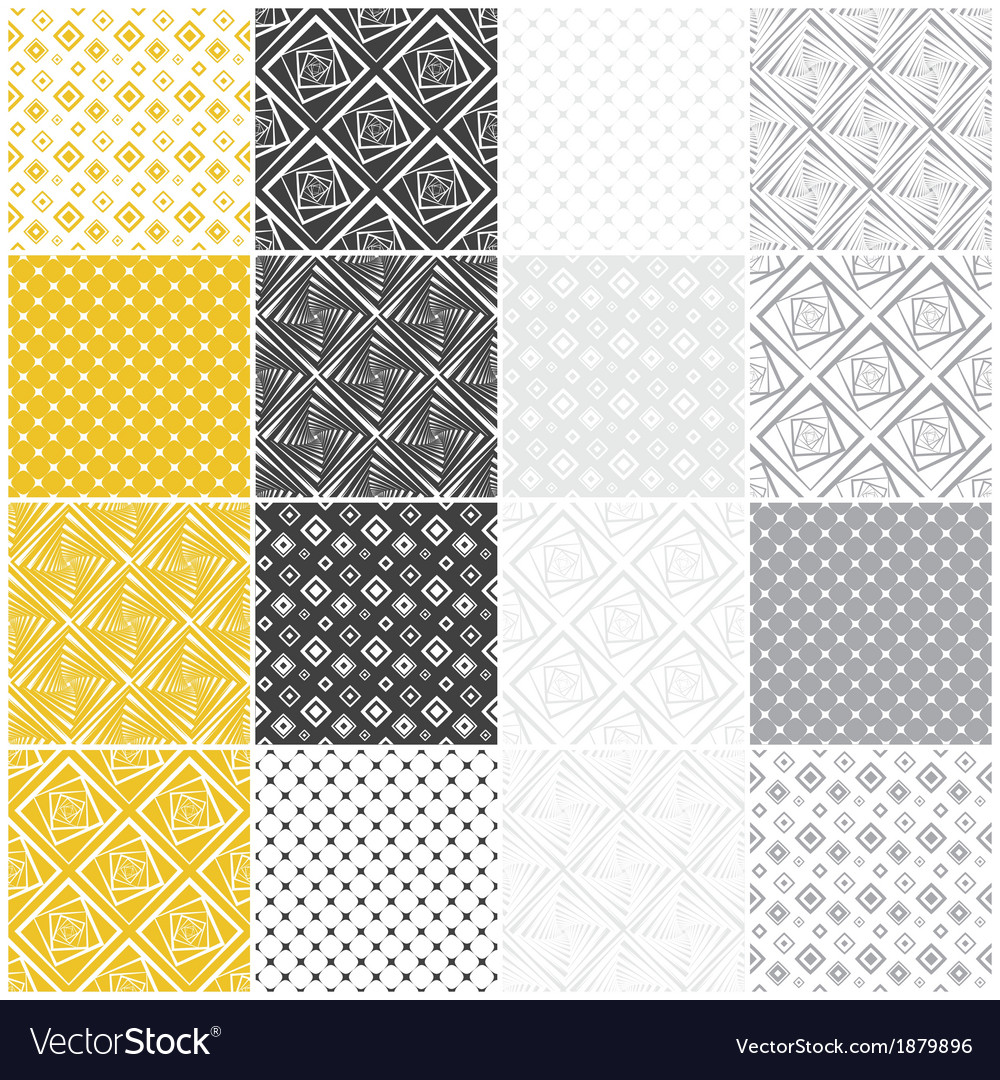 Geometric seamless patterns with squares Vector Image