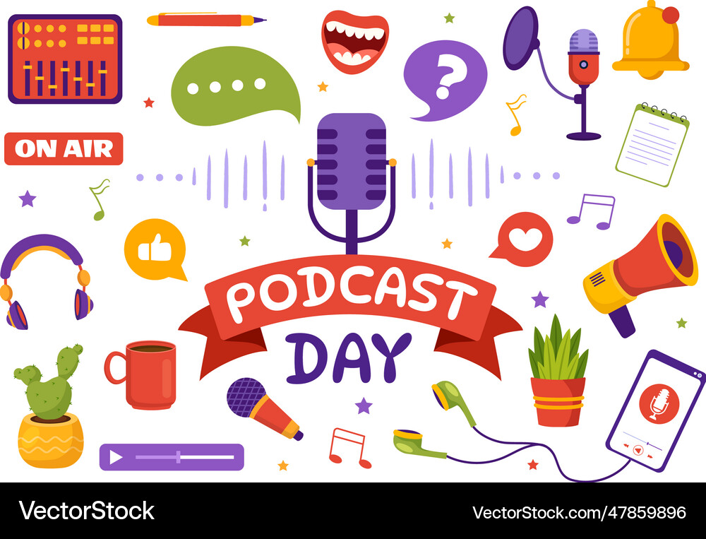 International podcast day on september 30 Vector Image