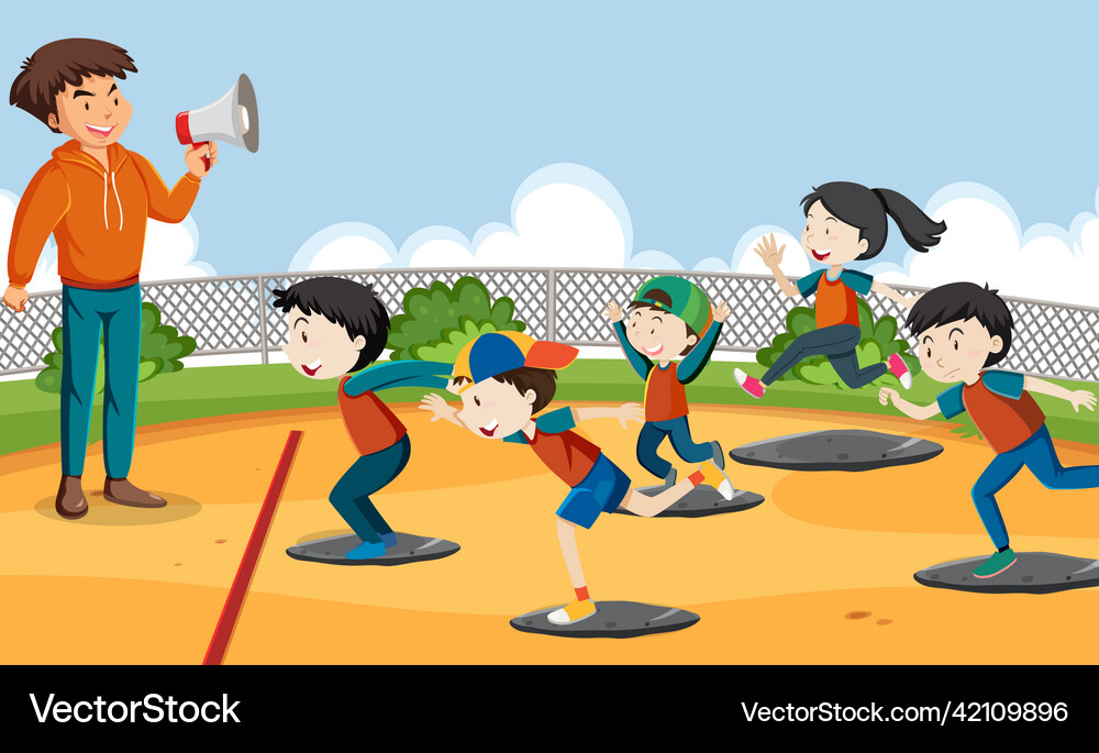 Kids playing red light green game Royalty Free Vector Image