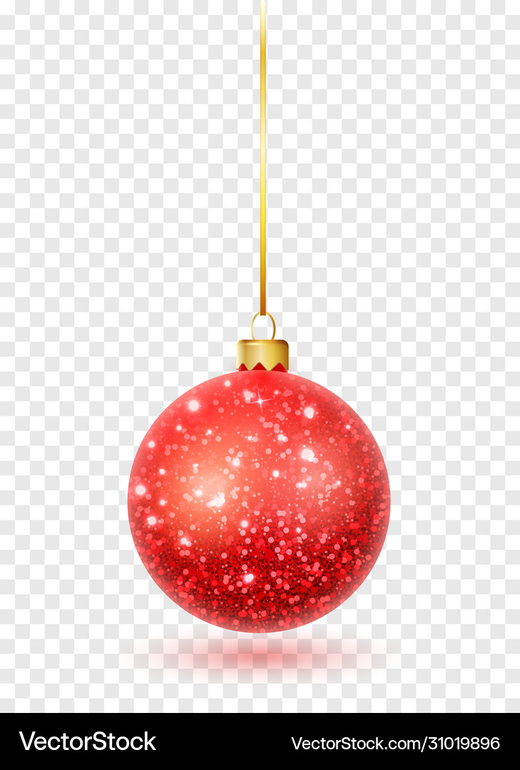 Red glitter christmas ball hanging Royalty Free Vector Image