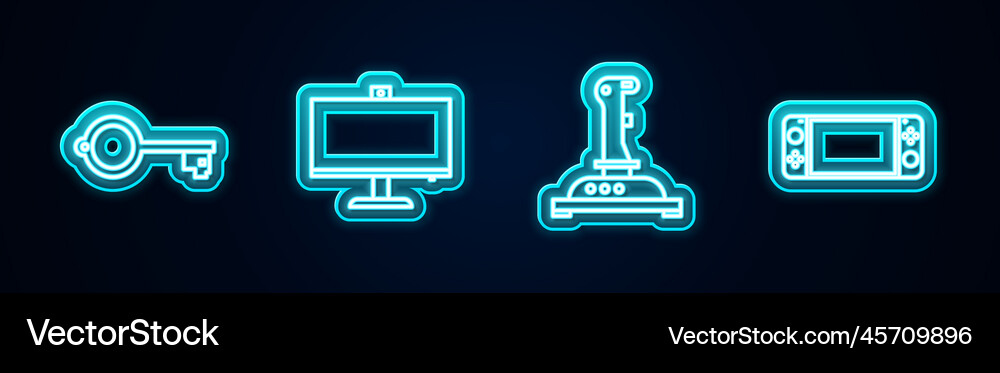 Set line ancient key for game computer monitor Vector Image