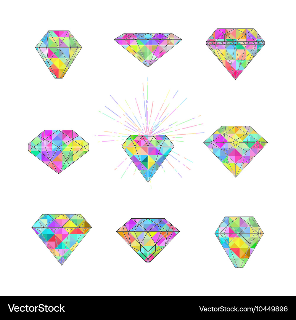 Set of polygonal mosaic diamonds Royalty Free Vector Image