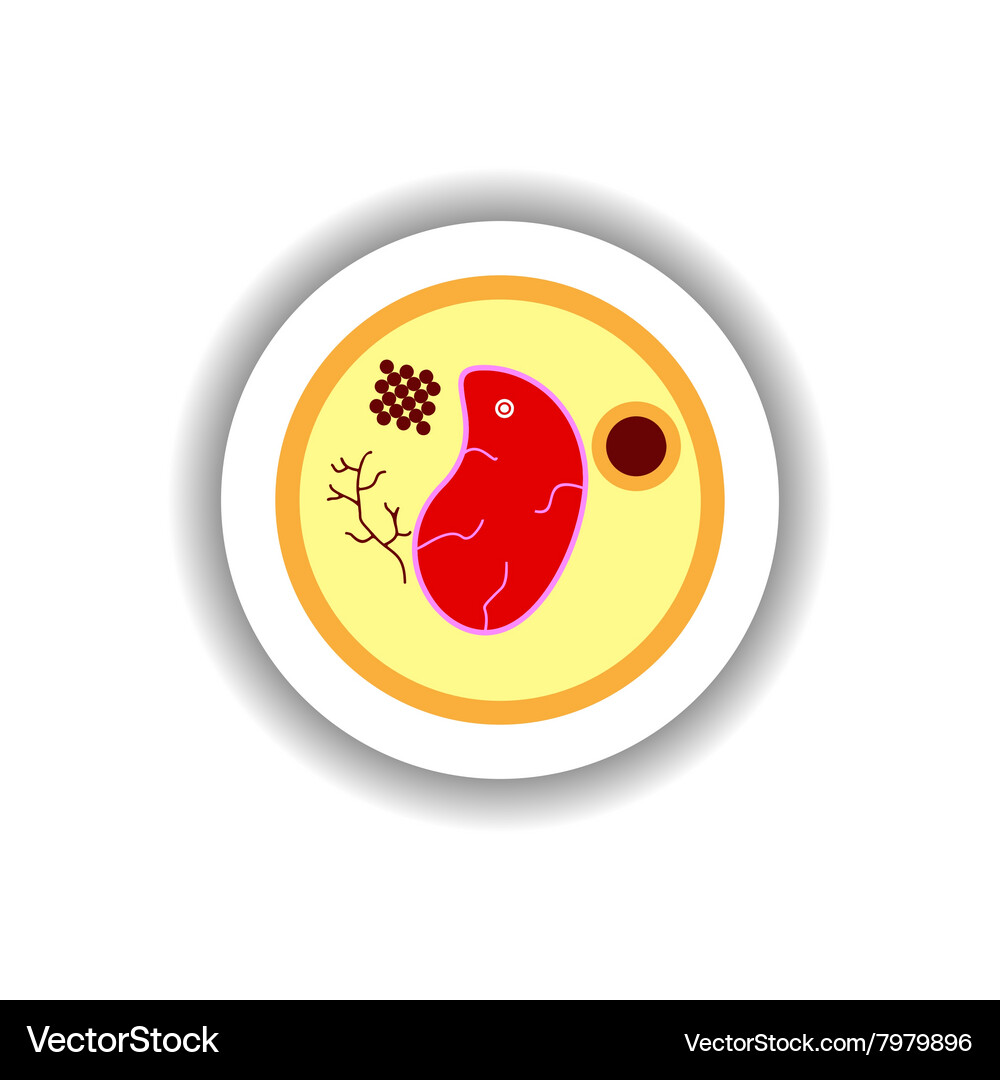 Stylish paper sticker steak on a plate Royalty Free Vector
