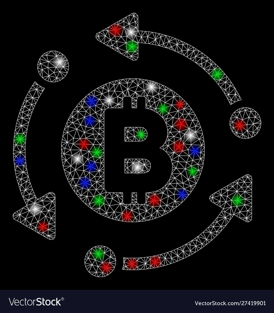 Bright mesh carcass bitcoin rotation arrows Vector Image Bright mesh carcass bitcoin rotation arrows Vector Image