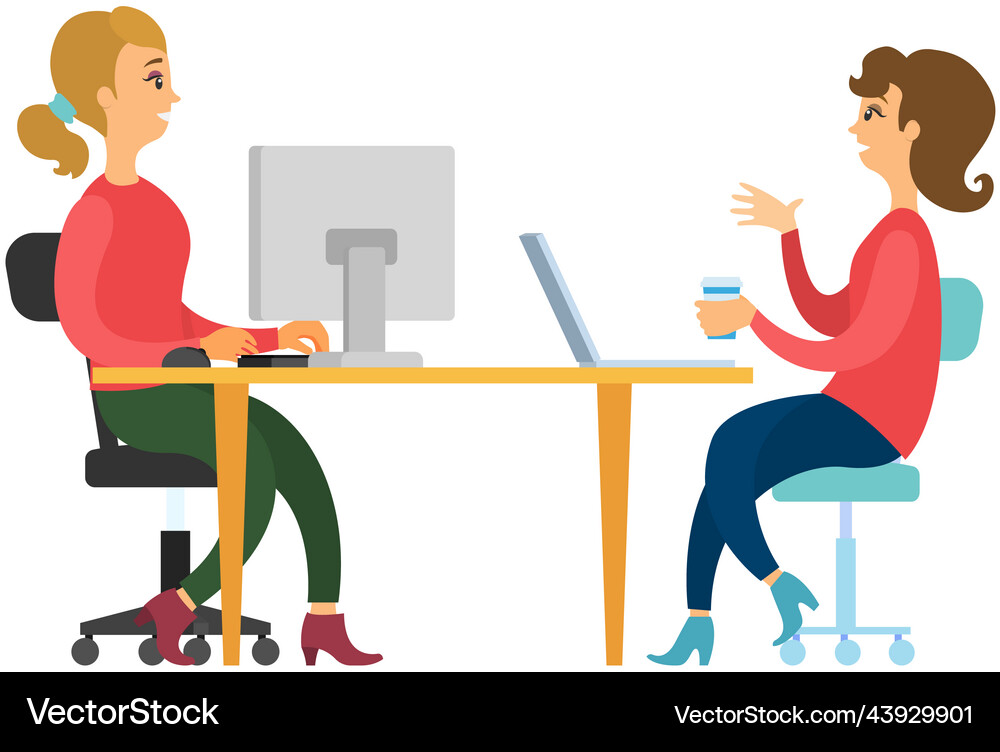 Business employees on their workspace co-worker Vector Image