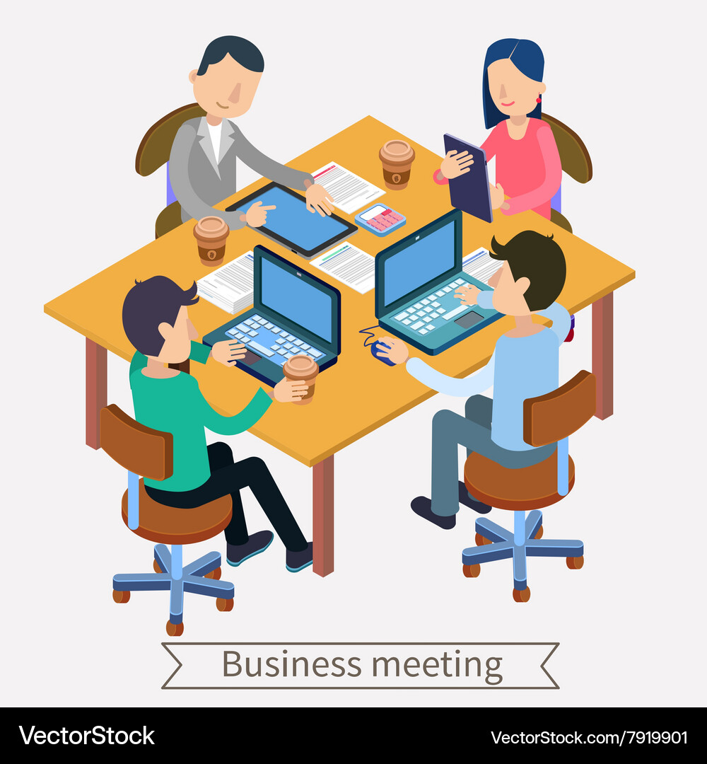 Business meeting and teamworking isometric Vector Image