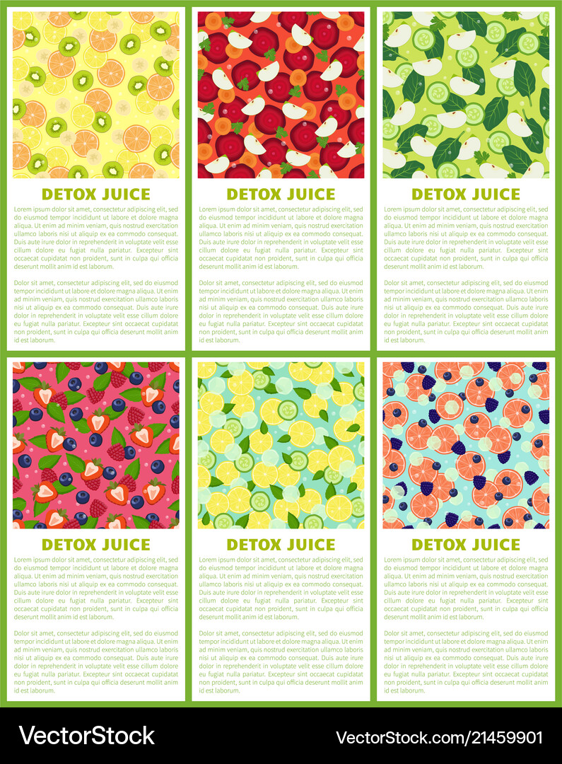 Detox juice poster ingredients refreshing drink Vector Image