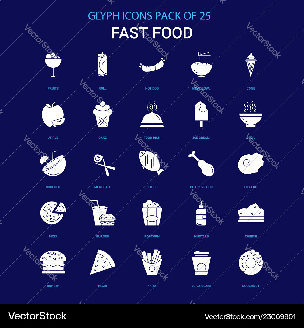 Fast food white icon over blue background 25 Vector Image