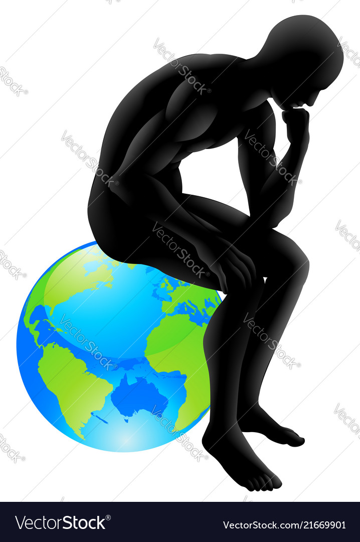 Globe thinker concept Royalty Free Vector Image