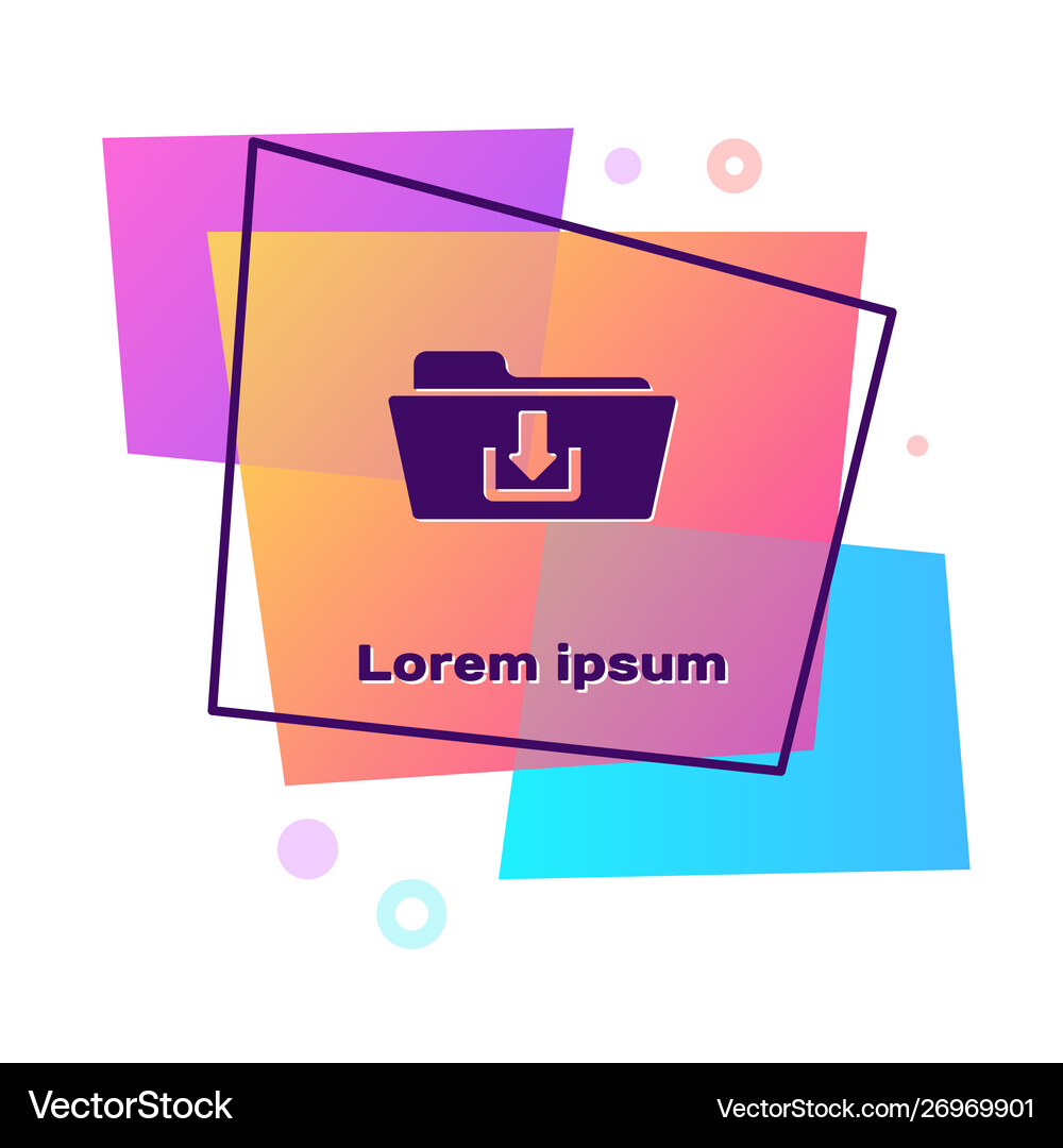 Purple folder download icon isolated on white Vector Image