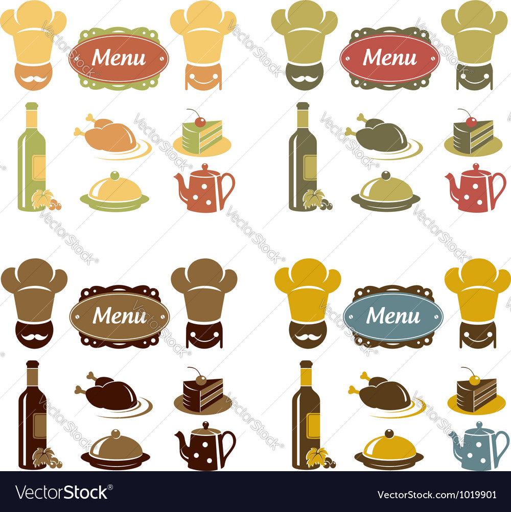 Restaurant menu icons set Royalty Free Vector Image
