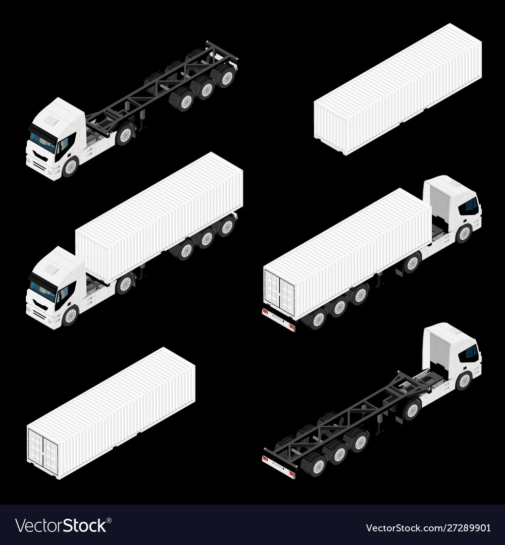 Semi trailer truck isometric view isolated Vector Image