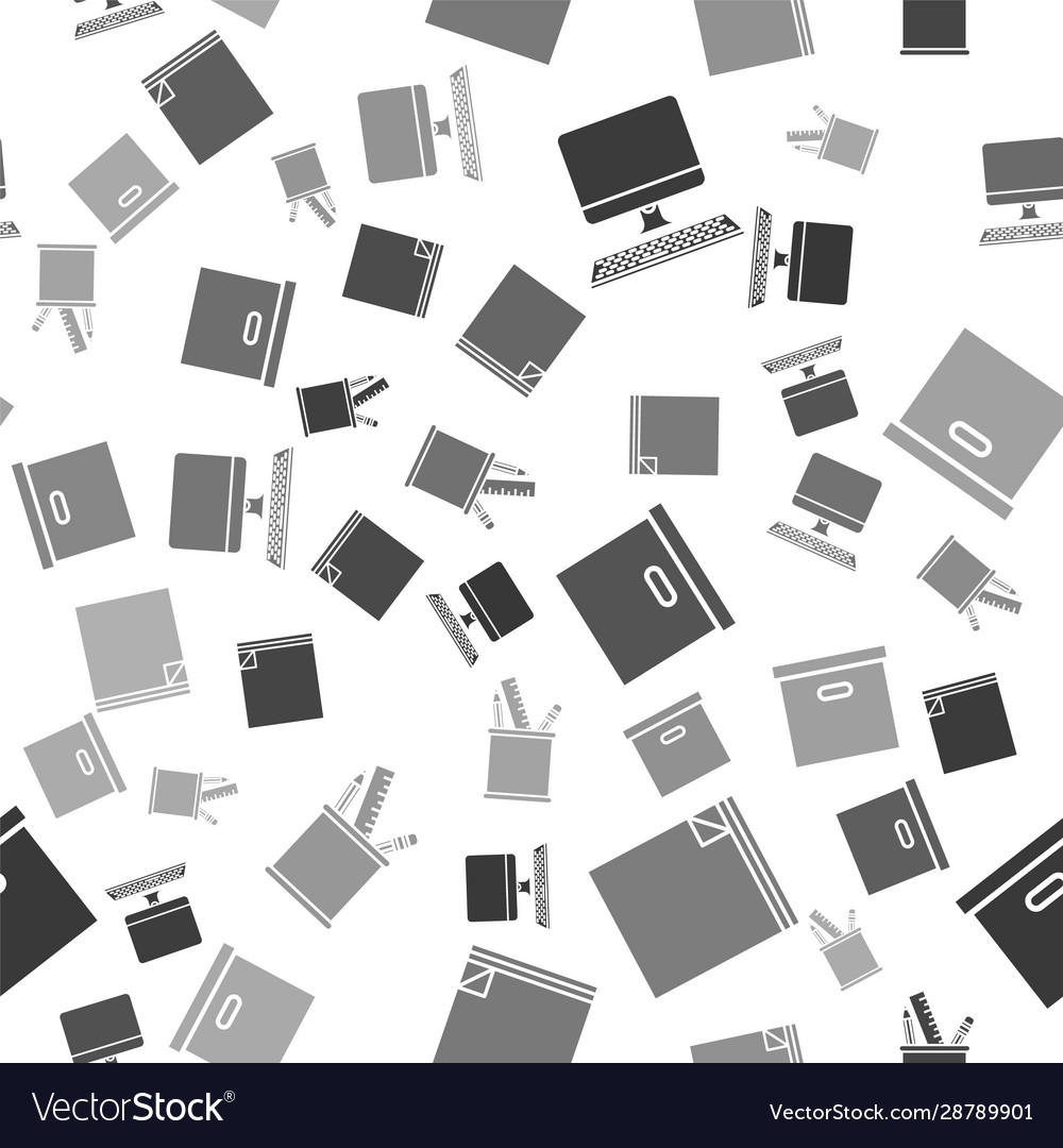 Set Computer Monitor With Keyboard File Document Vector Image