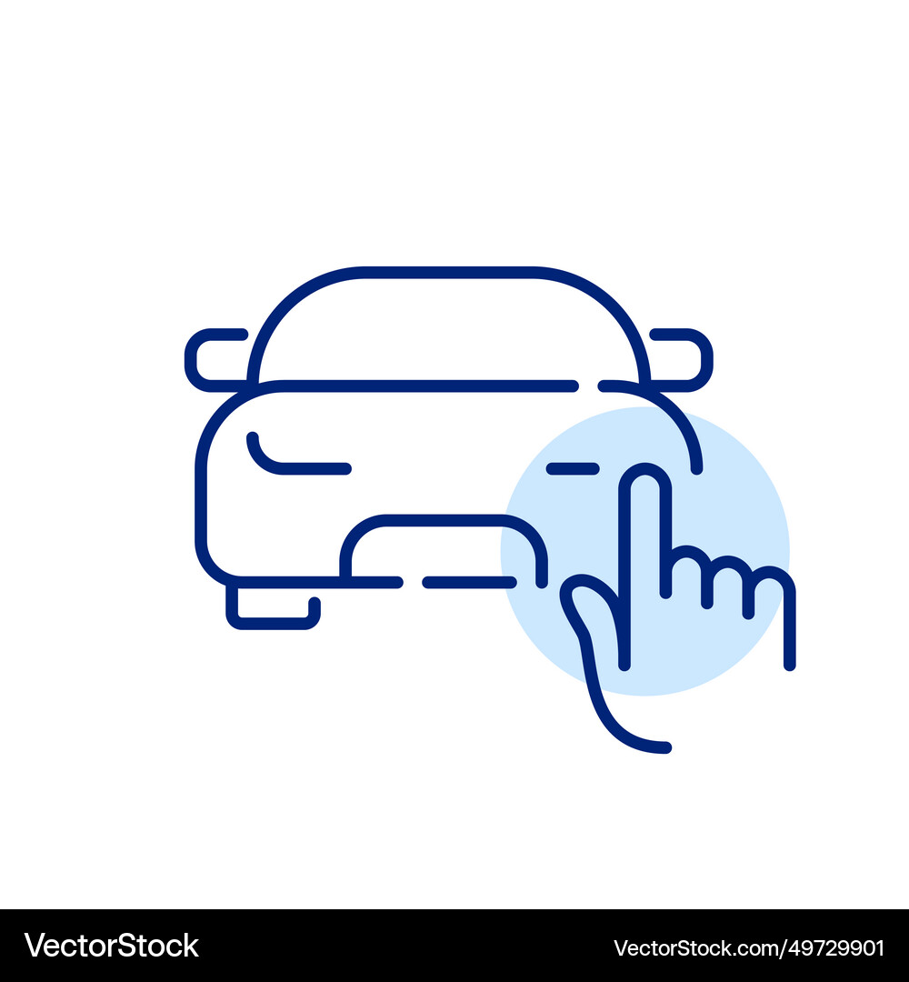 Tapping finger on a car sharing or taxi app Vector Image