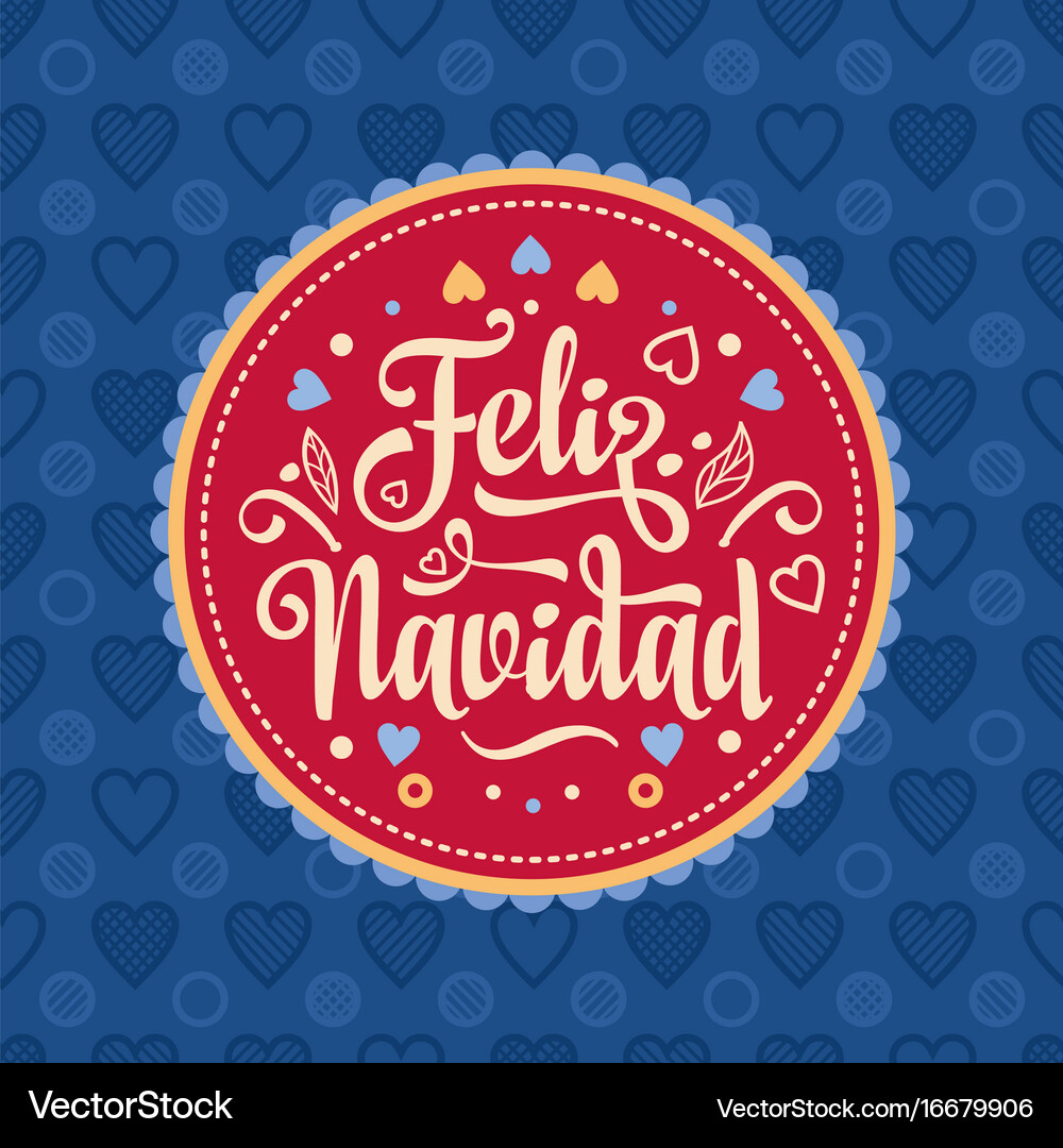 Feliz navidad xmas card spanish language Vector Image