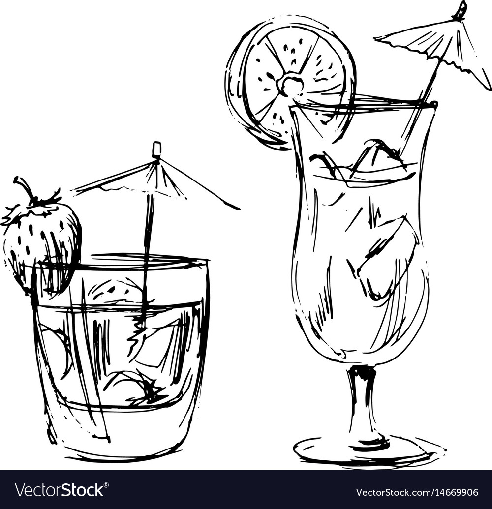 Hand sketch summer drinks Royalty Free Vector Image