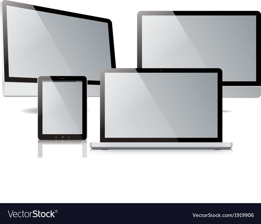Pack computer tablet electronic devices Royalty Free Vector
