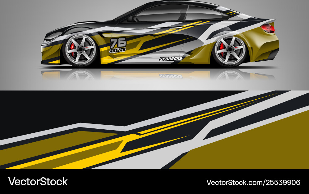 Sport car racing wrap design design - vec Vector Image