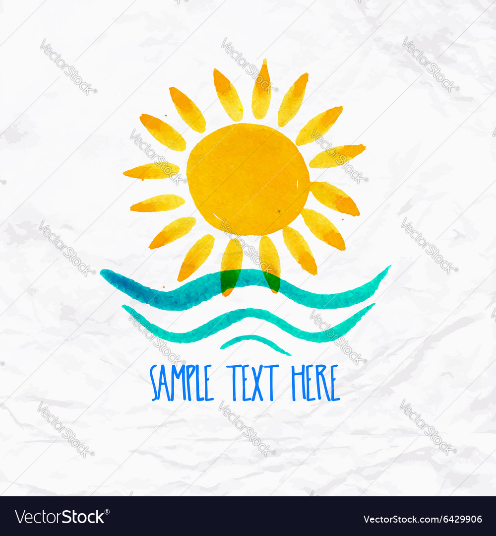 Sun wave ocean Royalty Free Vector Image - VectorStock