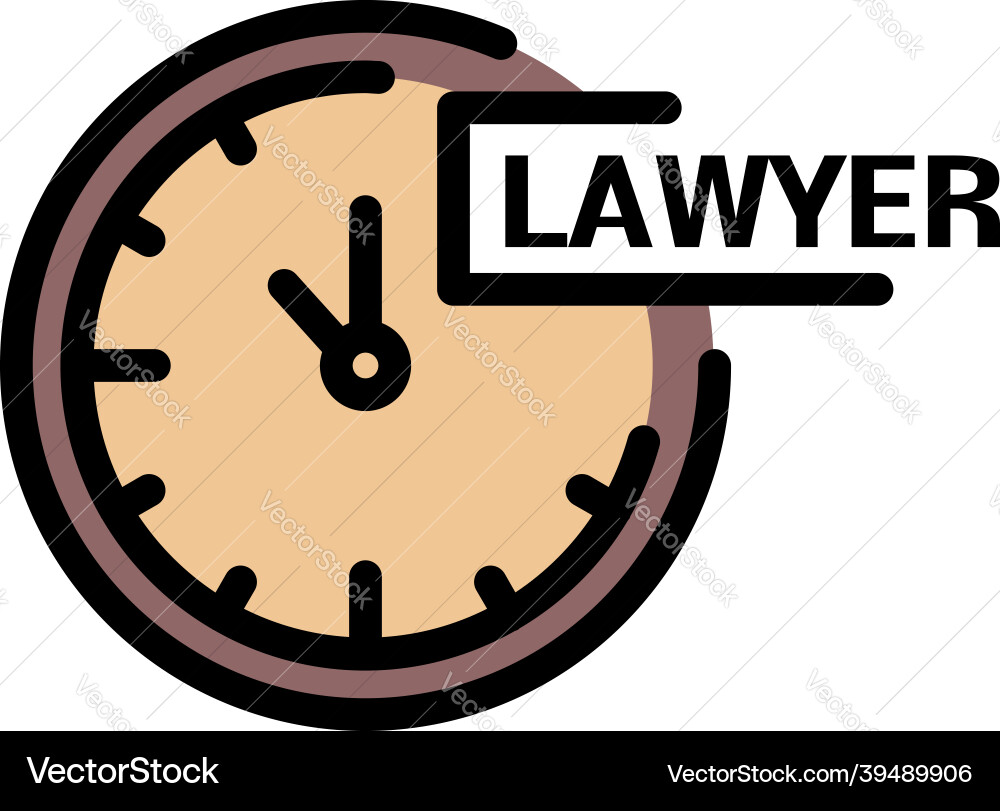 Wall clock lawyer icon color outline Royalty Free Vector